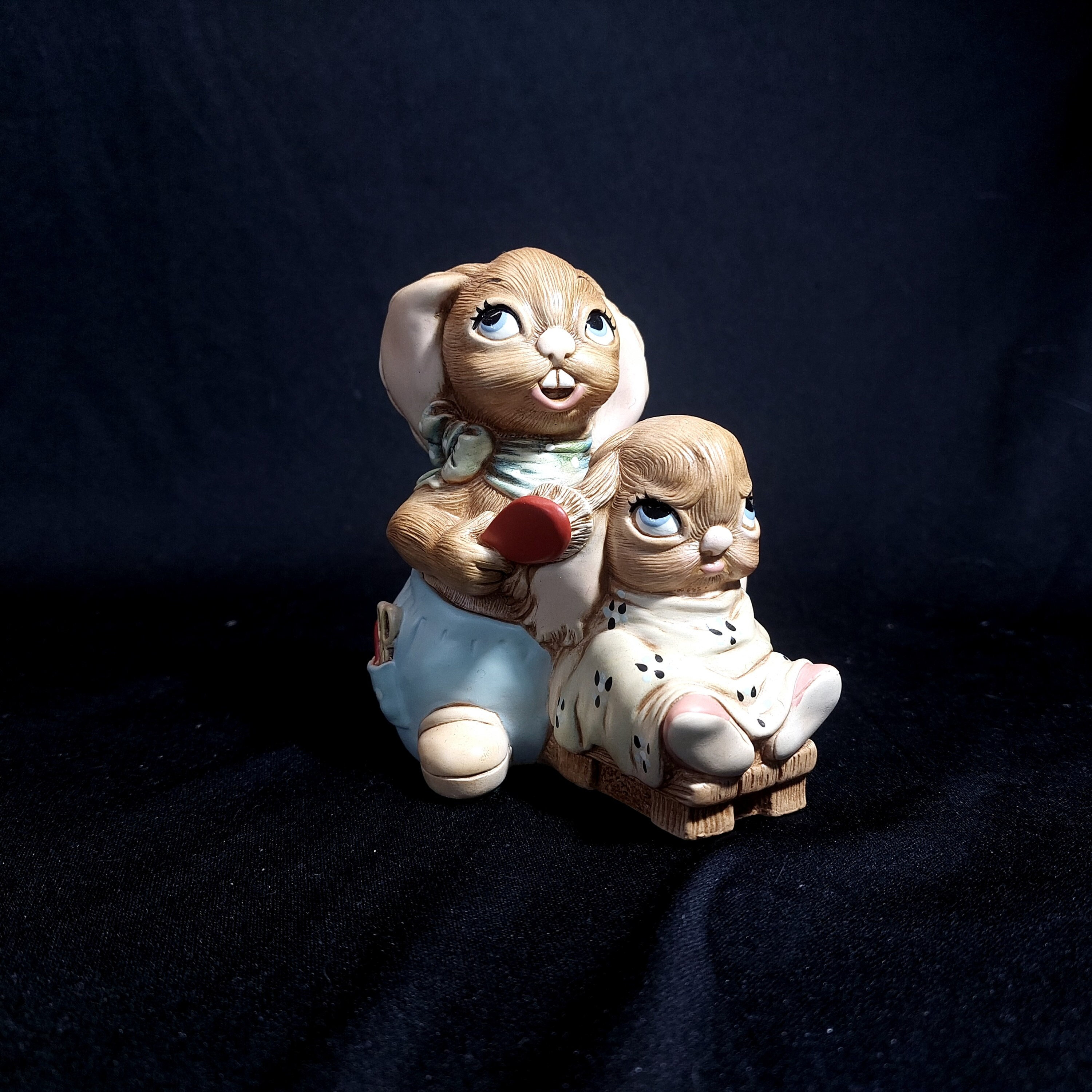 Vintage 1982 Pendelfin Rabbit Dandy Bunny Getting Haircut Reg. Design ...