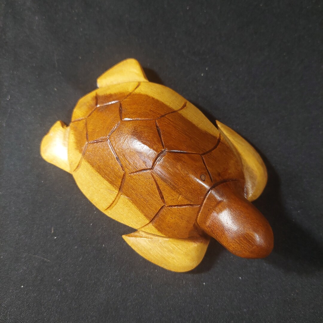 Vintage 1980's Wood Hand Carved Turtle - Folk Art - Etsy