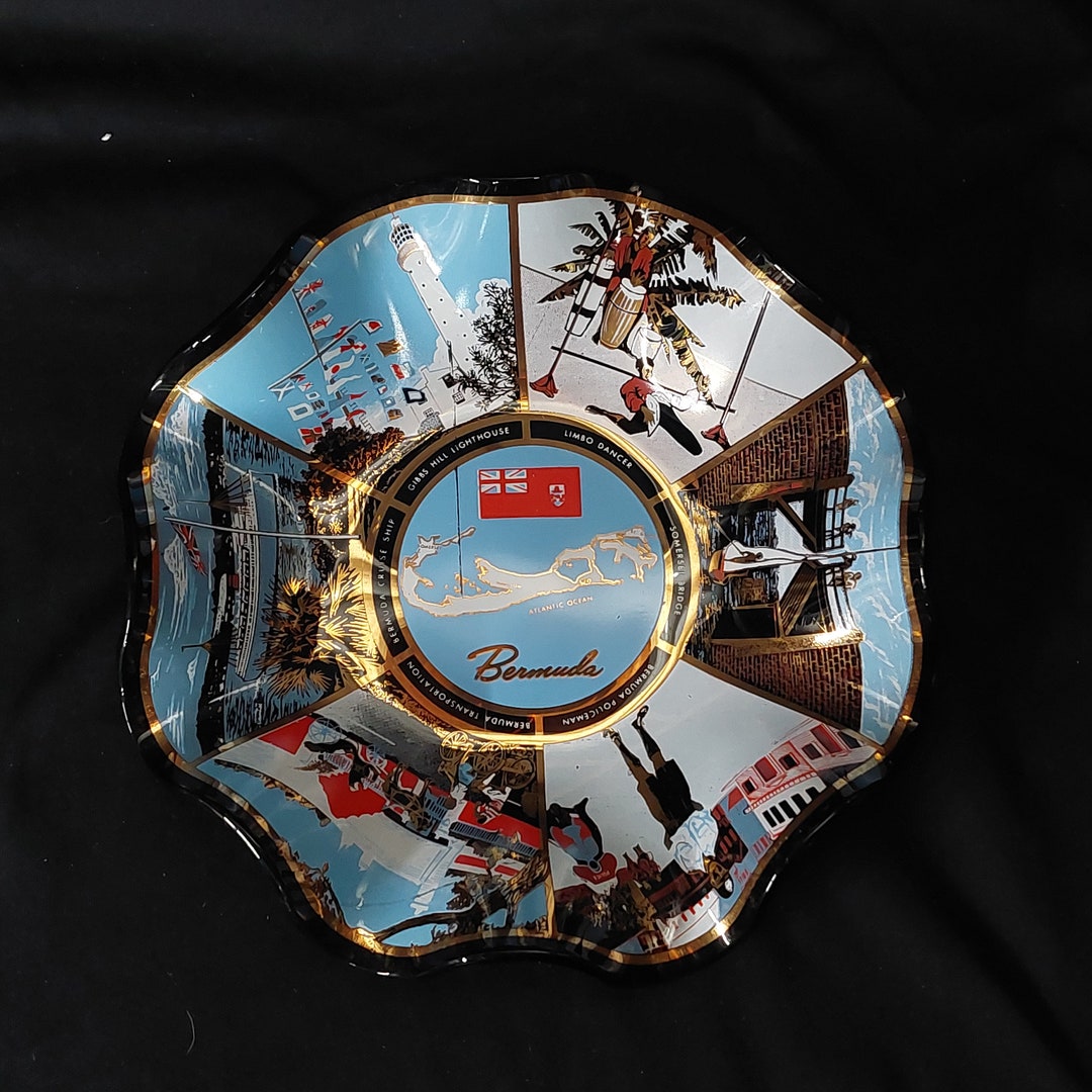 Vintage 1970's Bermuda Tourism Fancy Candy Dish - Scenes Around Bermuda ...