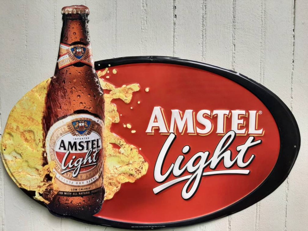 2001 Amstel Light Beer Sign - Oval With Embossed Lettering and Image ...
