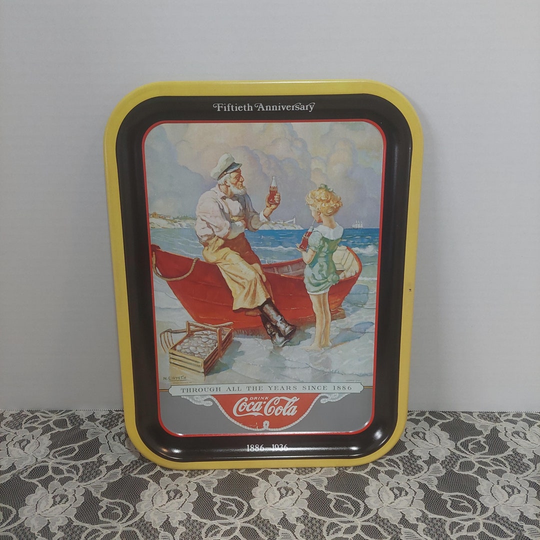 Vintage 1987 Coca Cola Tray - Sea Captain - 50th Anniversary of Imagery ...