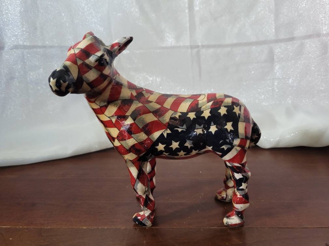 Vintage La Vie Patriotic Donkey American Flag Patchwork - Etsy