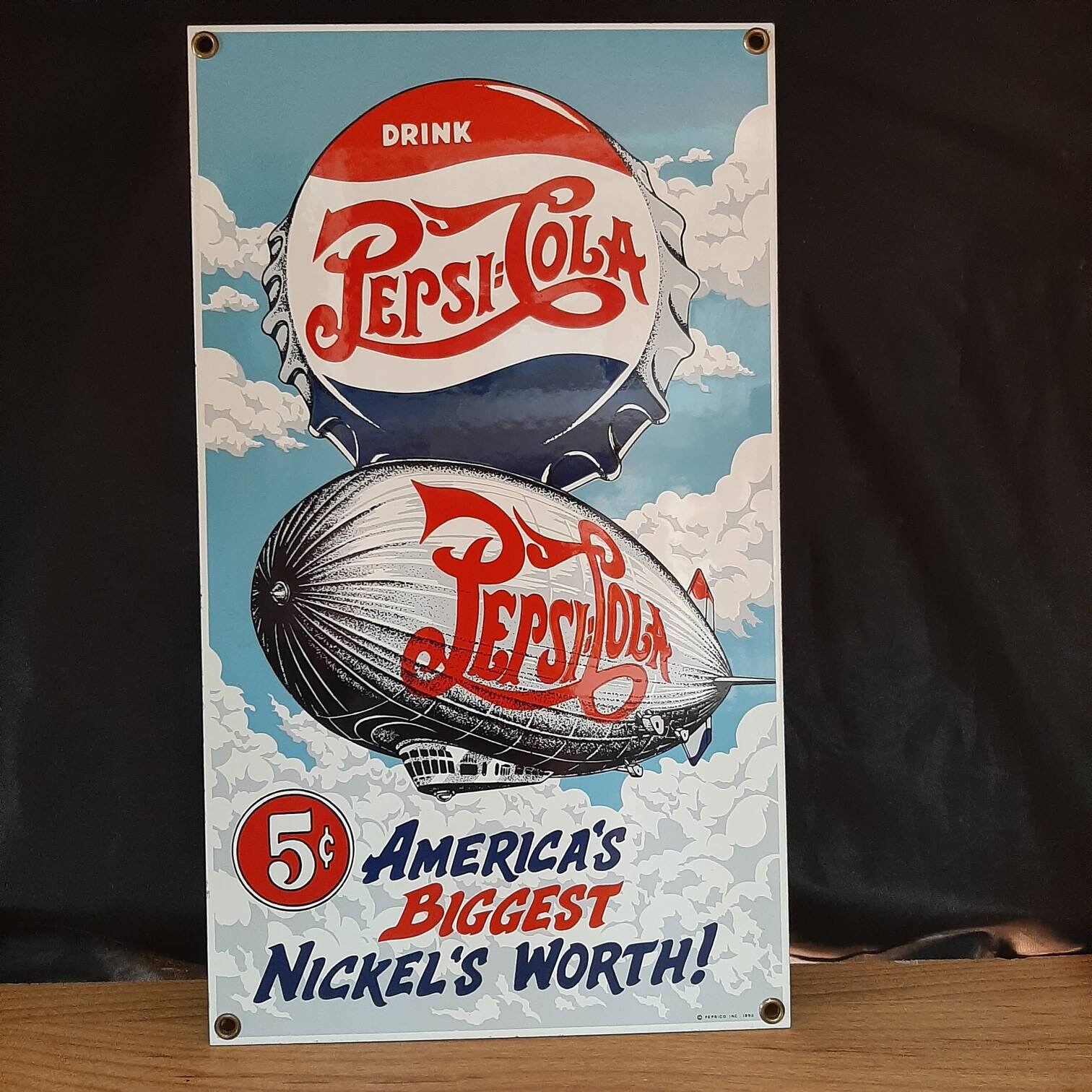 Vintage 1995 Pepsi Cola Porcelain Enamel Metal Sign Blimp - Etsy