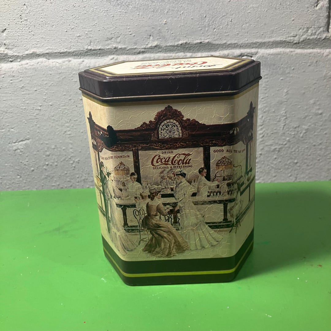 Vintage 1989 Coca Cola Soda Shop Theme Collectible Tin - Made in France ...
