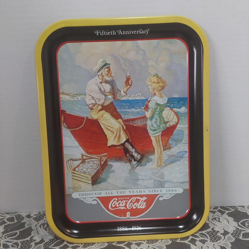 Vintage 1987 Coca Cola Tray - Sea Captain - 50th Anniversary of Imagery ...