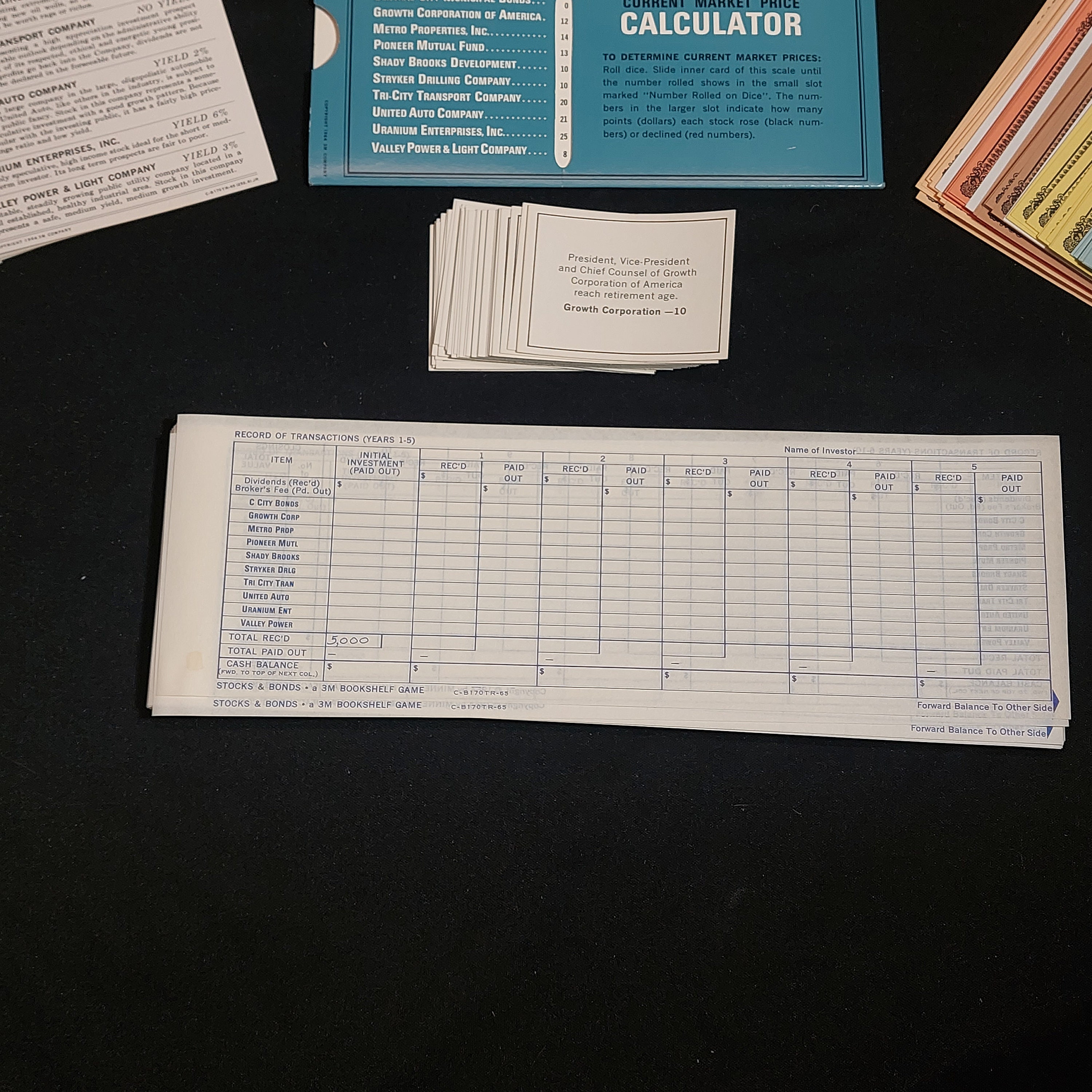 Vintage 1964 Board Game Stocks & Bonds by Minnesota Mining and ...