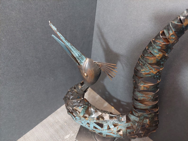 Vintage 1990's Pier 1 Metal Bird / Crane Sculpture - Woven Mesh Style ...