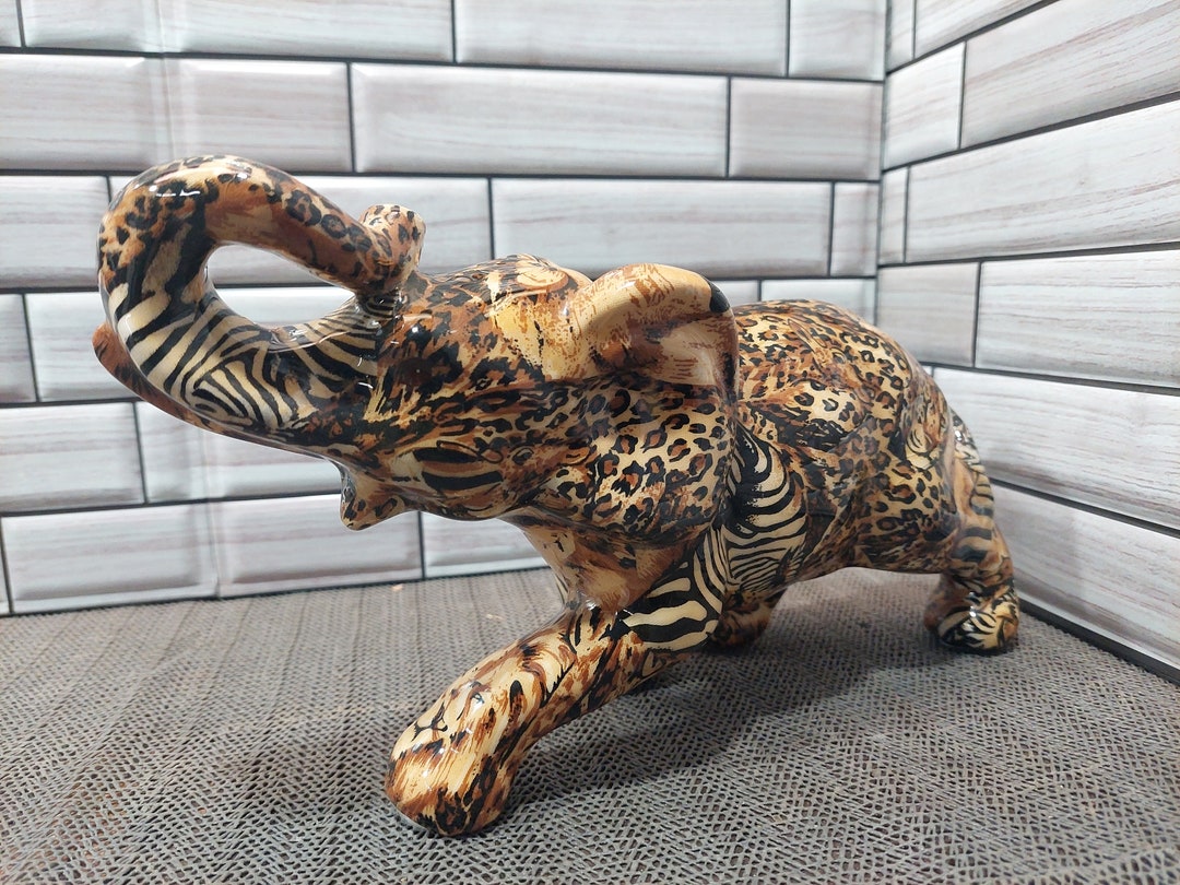Vintage Elephant Figurine Ceramic Safari Patchwork Design - Etsy