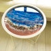 Round Side Table Folding Resin Table With Sea Waves Handmade Epoxy ...
