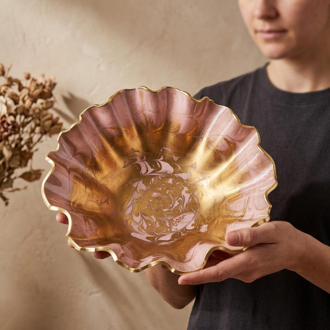 Bol grande de resina - plato decorativo - hecho a mano - efecto cristal ...