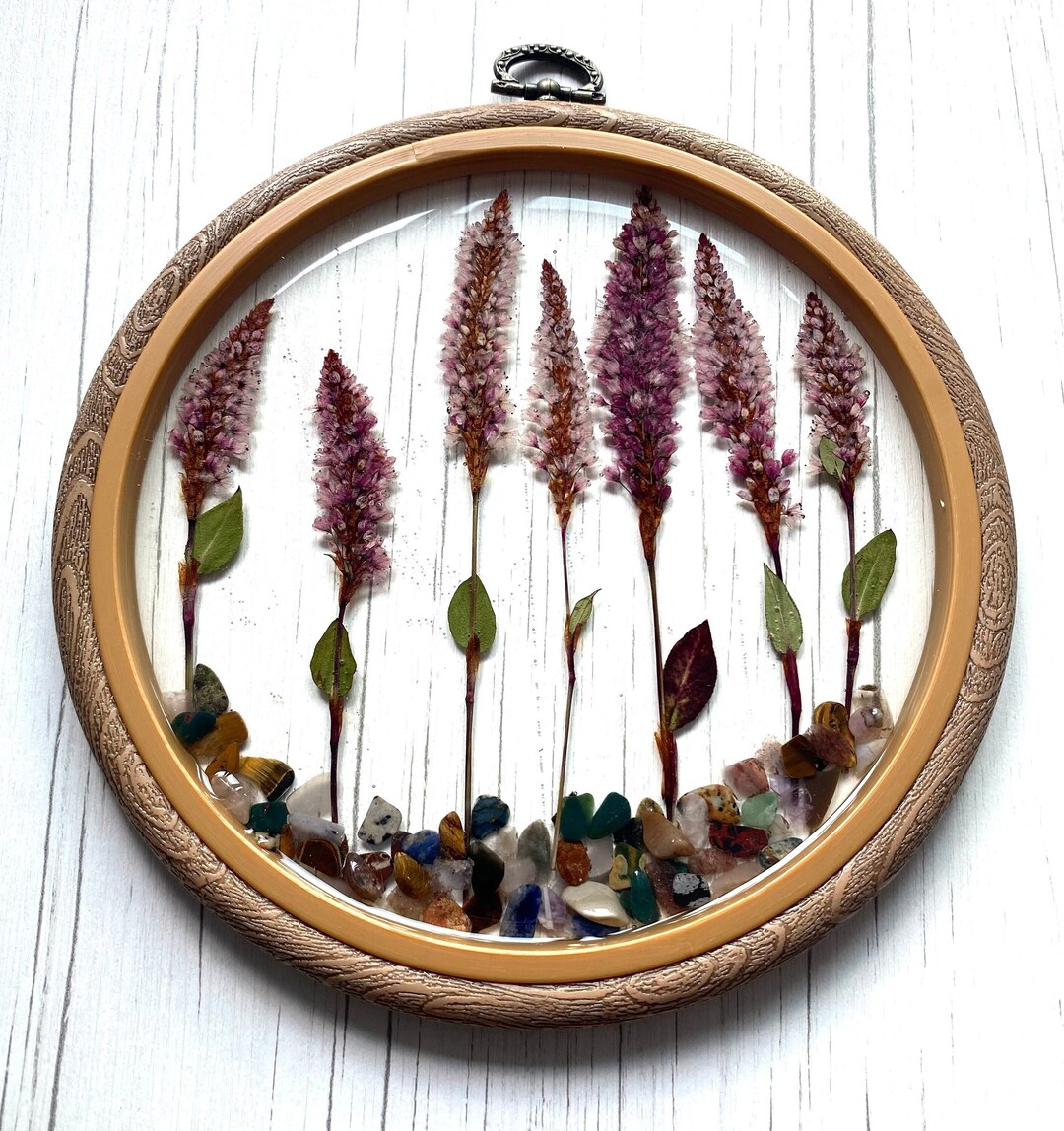 Real Flower Wall Decor Made With Resin Small Round Wall Decor Dry ...