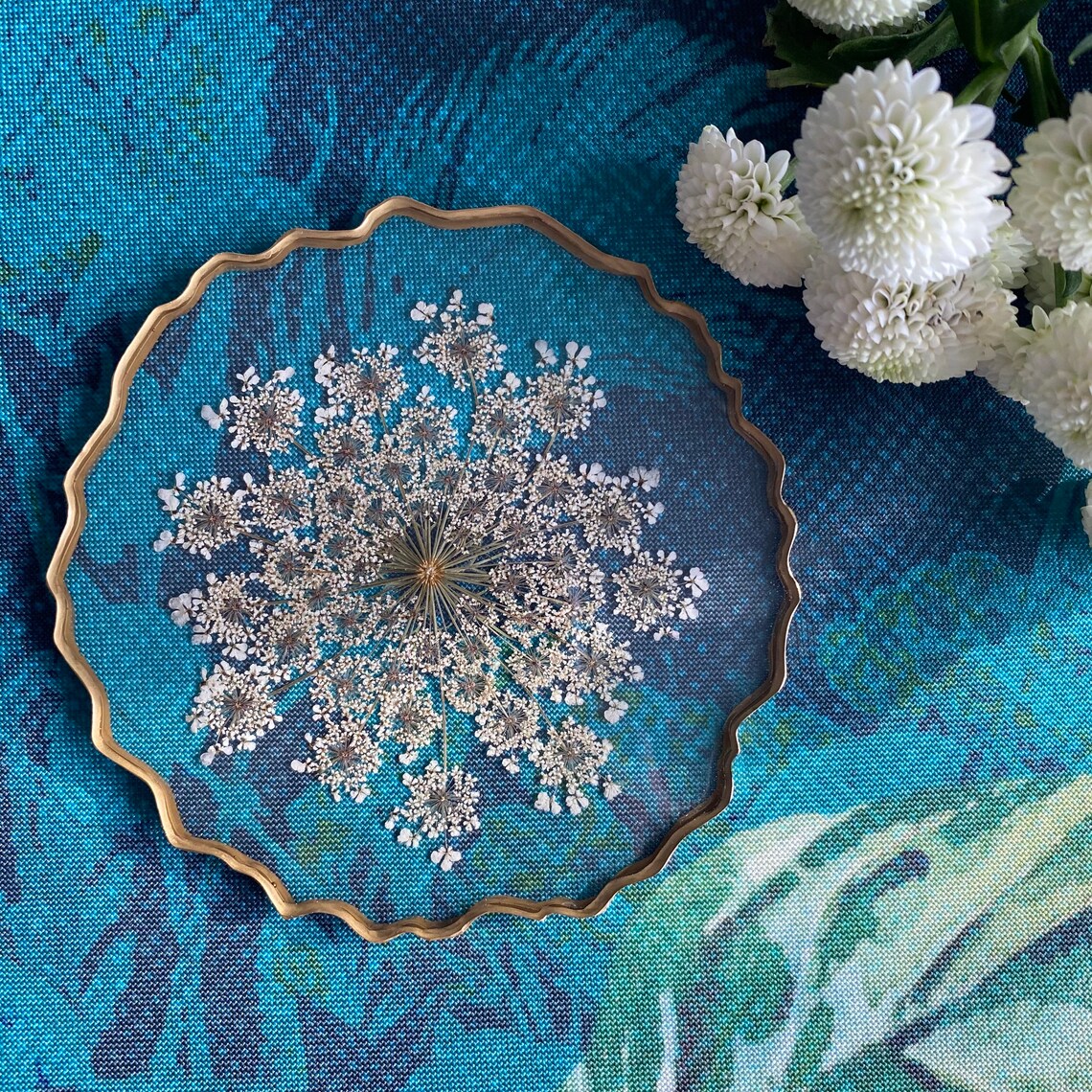 Queen Annes Lace Coaster, Resin Coaster With Dried Flowers - Etsy
