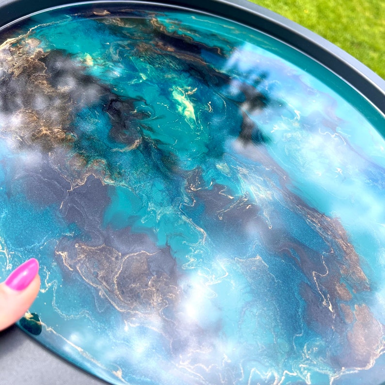 Round Side Table Folding Resin Side Table Black Side Table Handmade ...