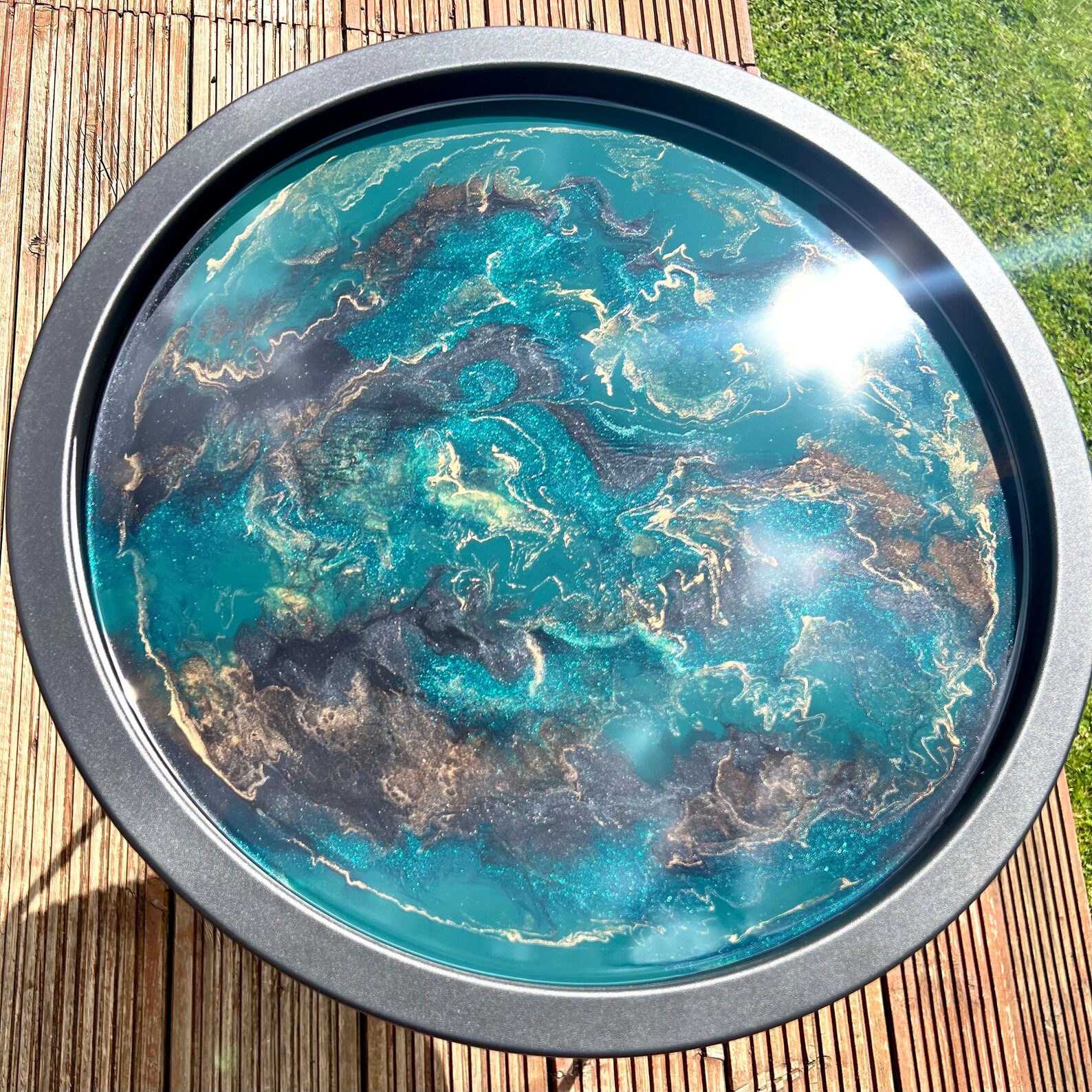 Round Side Table Folding Resin Side Table Black Side Table Handmade ...