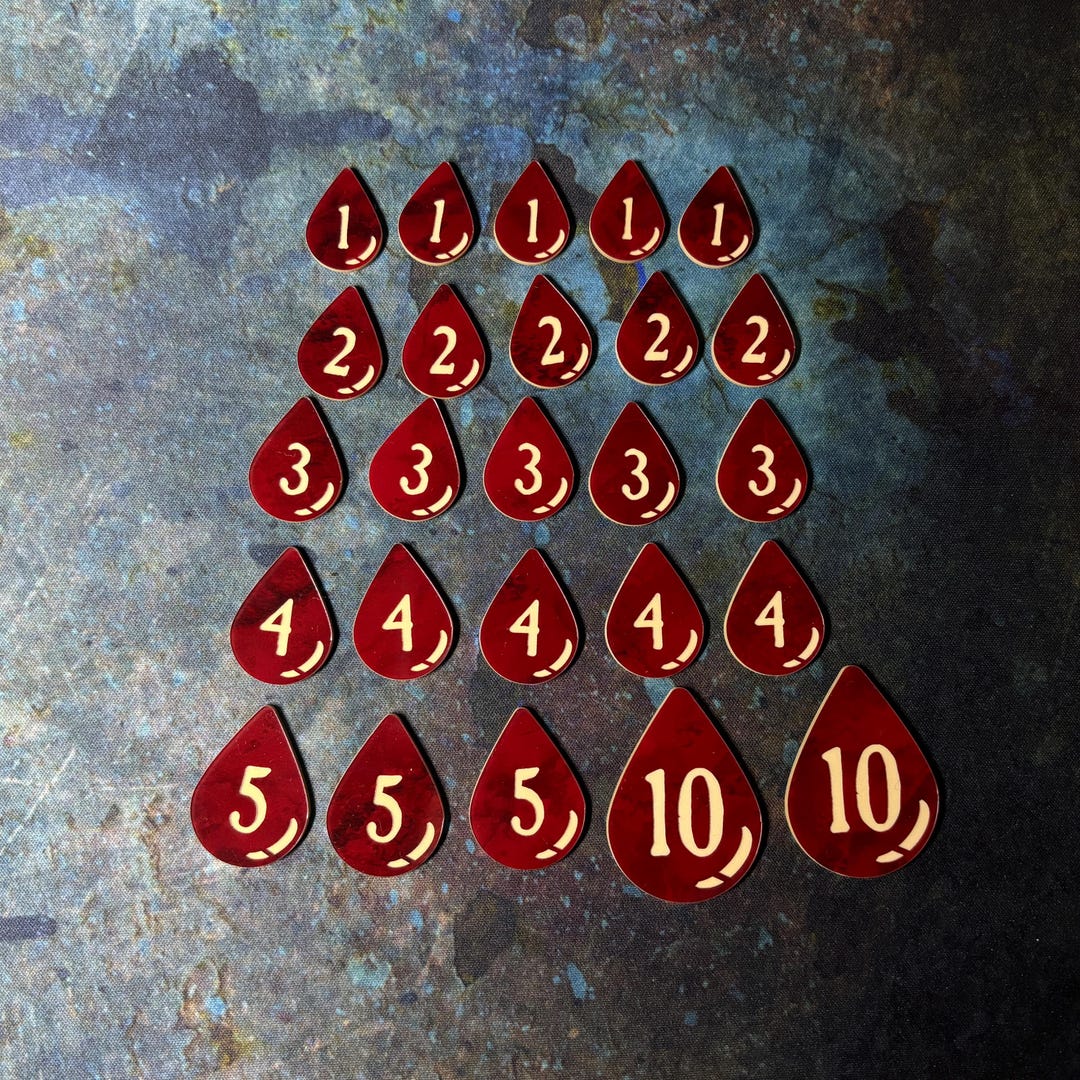Blood Drop Health / Wound Tokens - Etsy