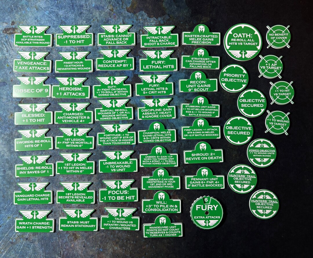 Dark Angelic Battle Brothers - 10th Edition 40k Token Set - Etsy