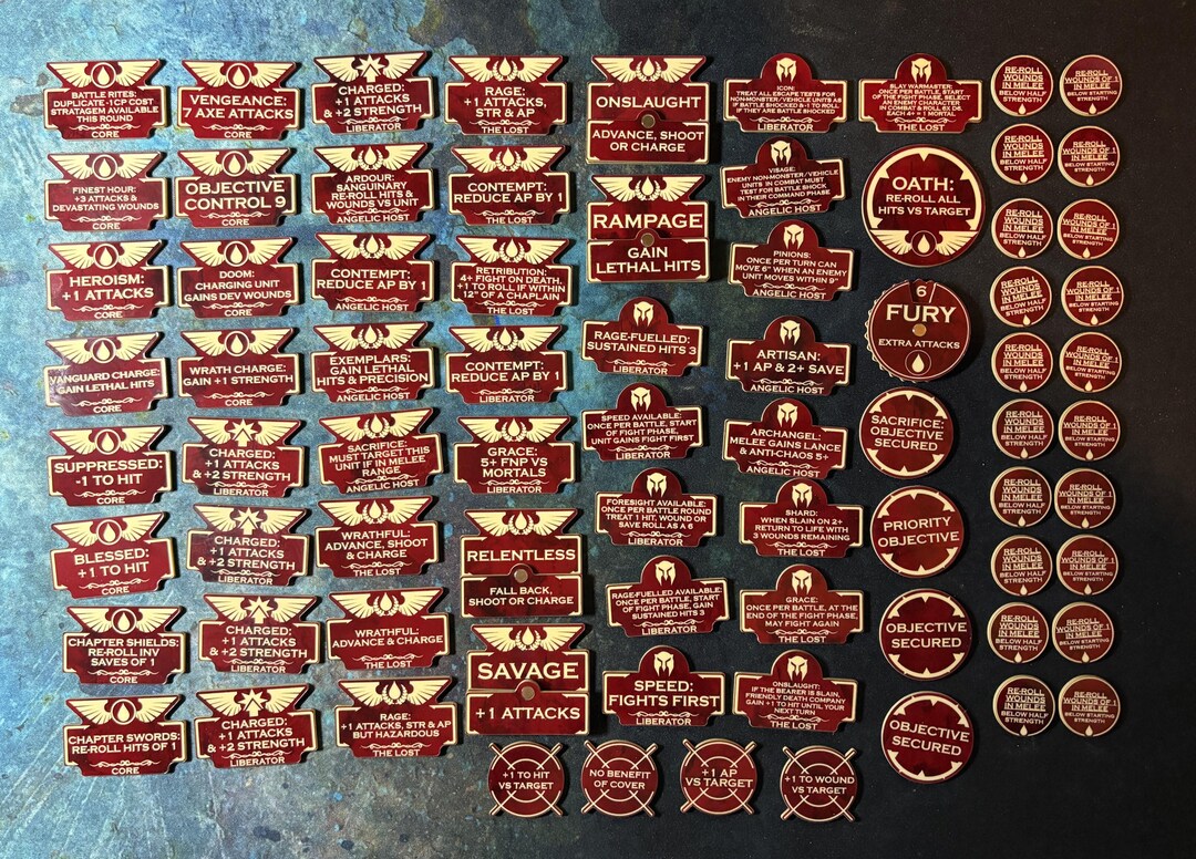 Bloody Angels Battle Brothers - 10th Edition 40k Token Set - Etsy