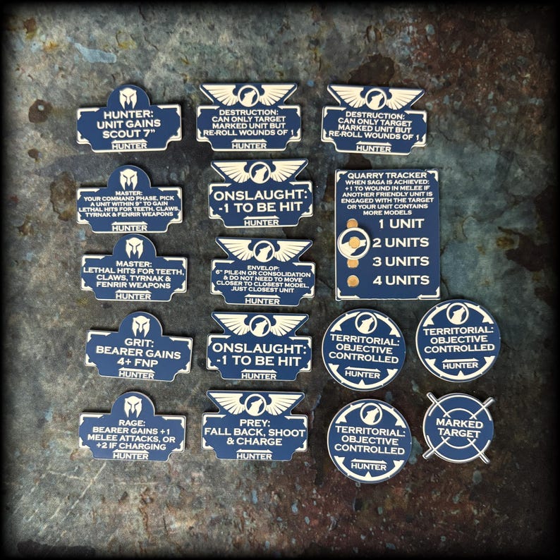 Wargaming Token Set – Sci Fi Tabletop Miniature Game Accessories – Wolf ...