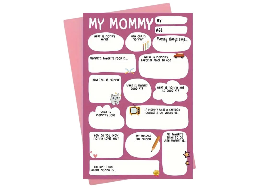 Mom Birthday Card, All About My Mom Card, Mom Questionnaire Card ...