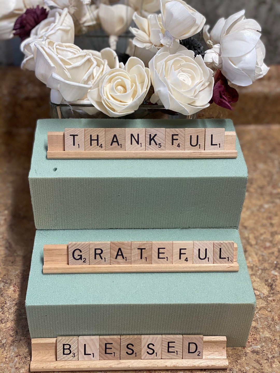Scrabble Words - Thankful, Grateful, Blessed - Etsy