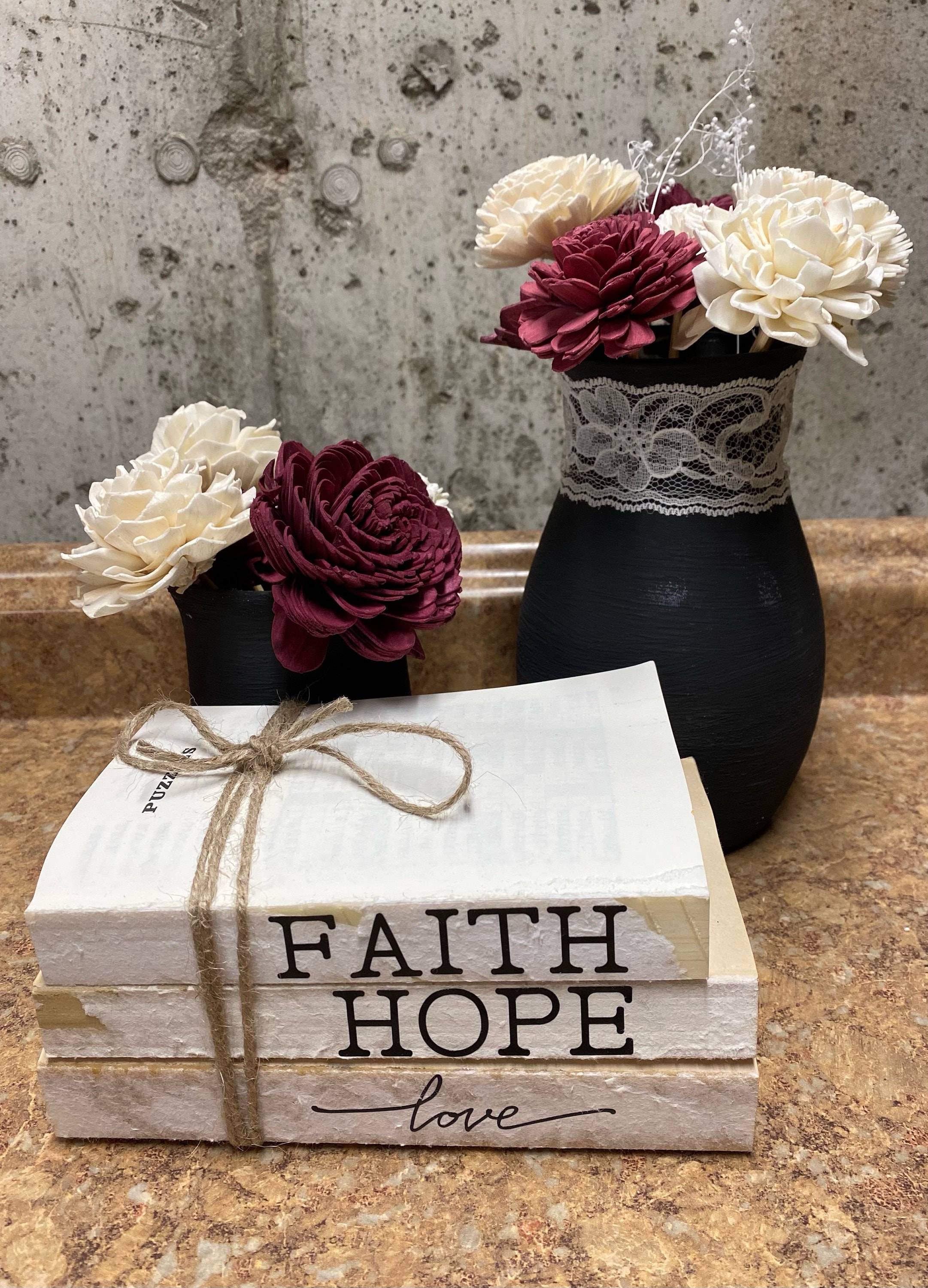 Stacked Books Faith Hope Love - Etsy Singapore