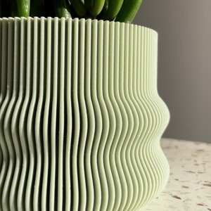 3D Printed Plant Pots: HOMER, MAYLA, ELIF in Pistachio Green, Almond ...