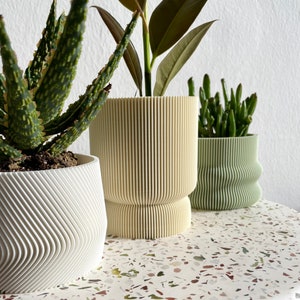 Set of 3 Small 3D Printed Plant Pots HOMER, MAYLA, ELIF in Pistacco ...