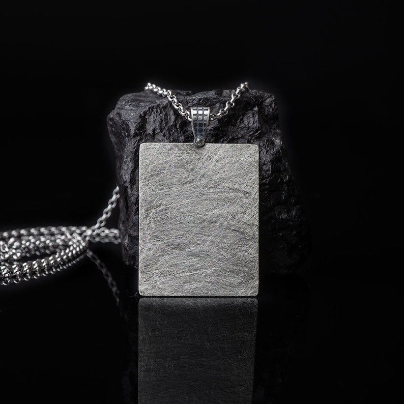 925 Silver Large Rectangle Necklace Custom Photo Relief - Etsy