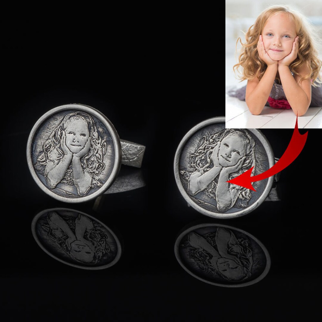 925 Silver Custom Photo Cufflinks Personalized Relief (embossed) Gift ...