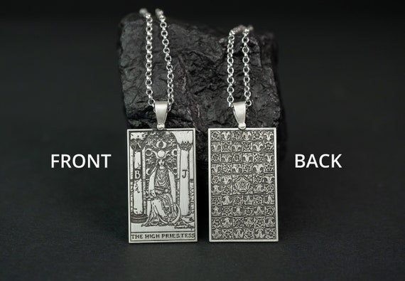 The High Priestess Tarot Necklace 925 Silver Tarot Cards Major Arcana Necklace Minimalist Tarot Pendant Jewelry Rider Waite Tarot Deck Etsy