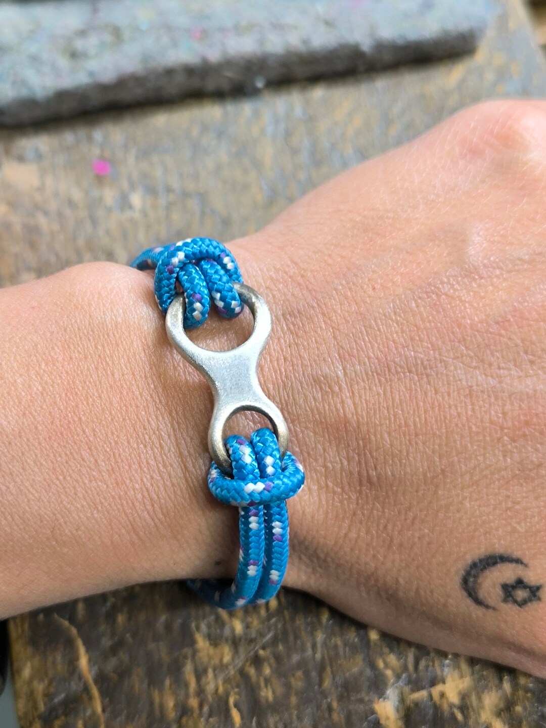 Climbing Bracelet With a Silver Figure-eight and Simond Rope, Silver ...