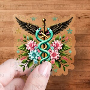 Nurse PNG, Caduceus Medical Symbol, Floral Design, Digital Clipart for ...