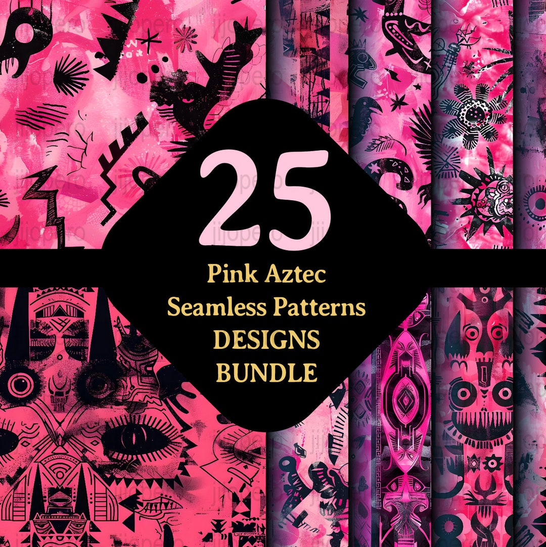25 Seamless Patterns Digital Paper, Aztec Pink Printables, Scrapbooking ...
