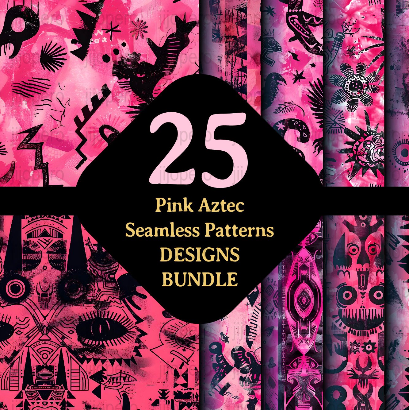25 Seamless Patterns Digital Paper, Aztec Pink Printables, Scrapbooking ...