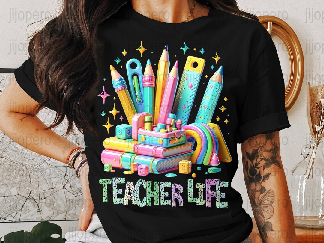 Teacher Life PNG, Digital Download, Colorful Classroom Decor, School ...