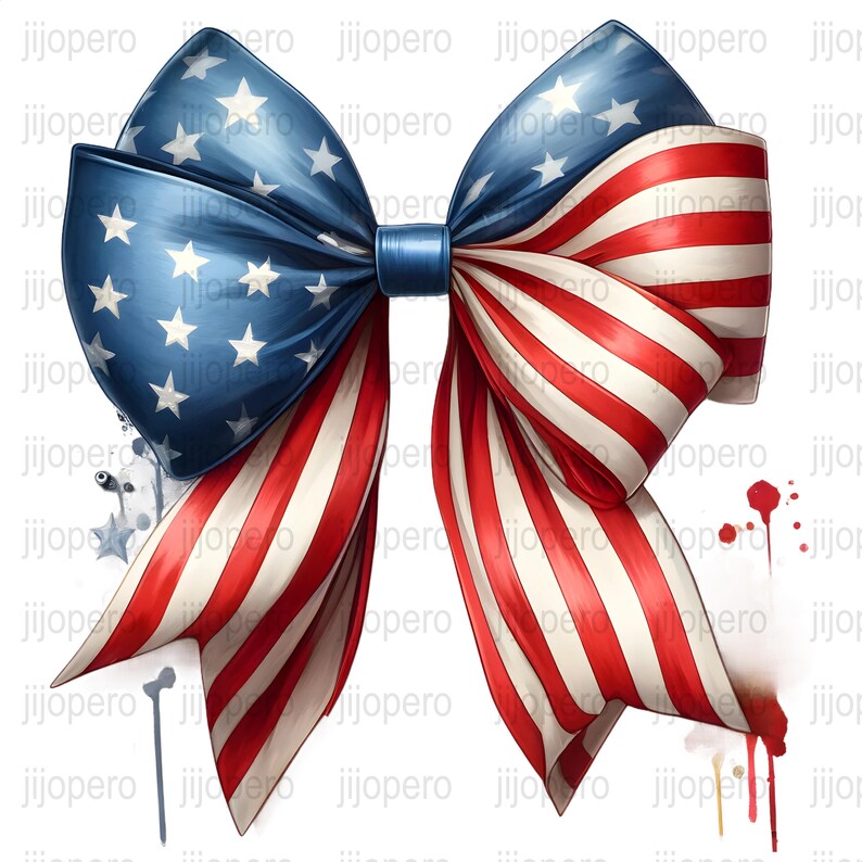 American Flag Bow Digital Art, Patriotic PNG File, USA Themed Clipart ...