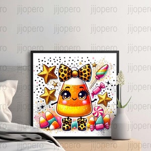 Halloween PNG, Cute Candy Corn Clipart, Kawaii Halloween Digital ...