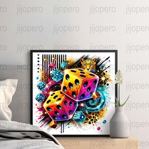 Colorful Dice Art PNG, Digital Download, Leopard and Abstract Graphics ...