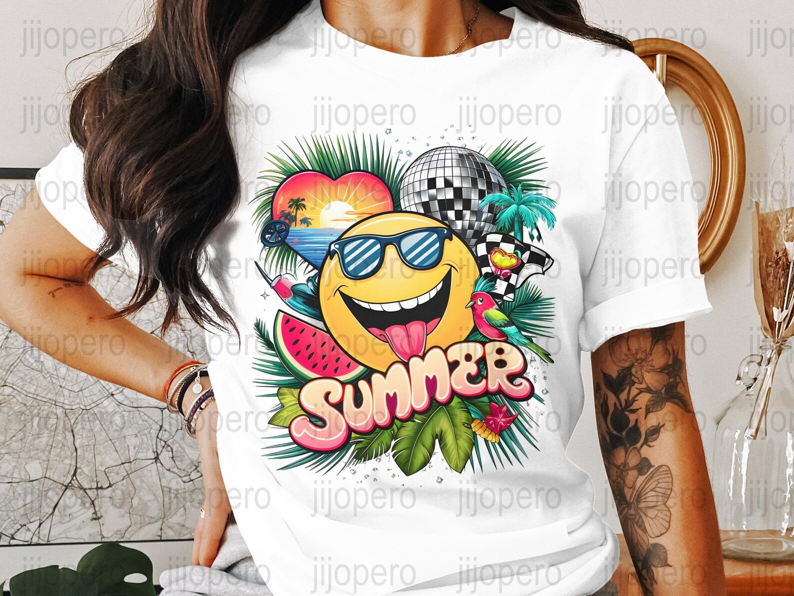 Tropical Summer Smiley Face PNG, Digital Art for T-shirt, Cups, Posters ...