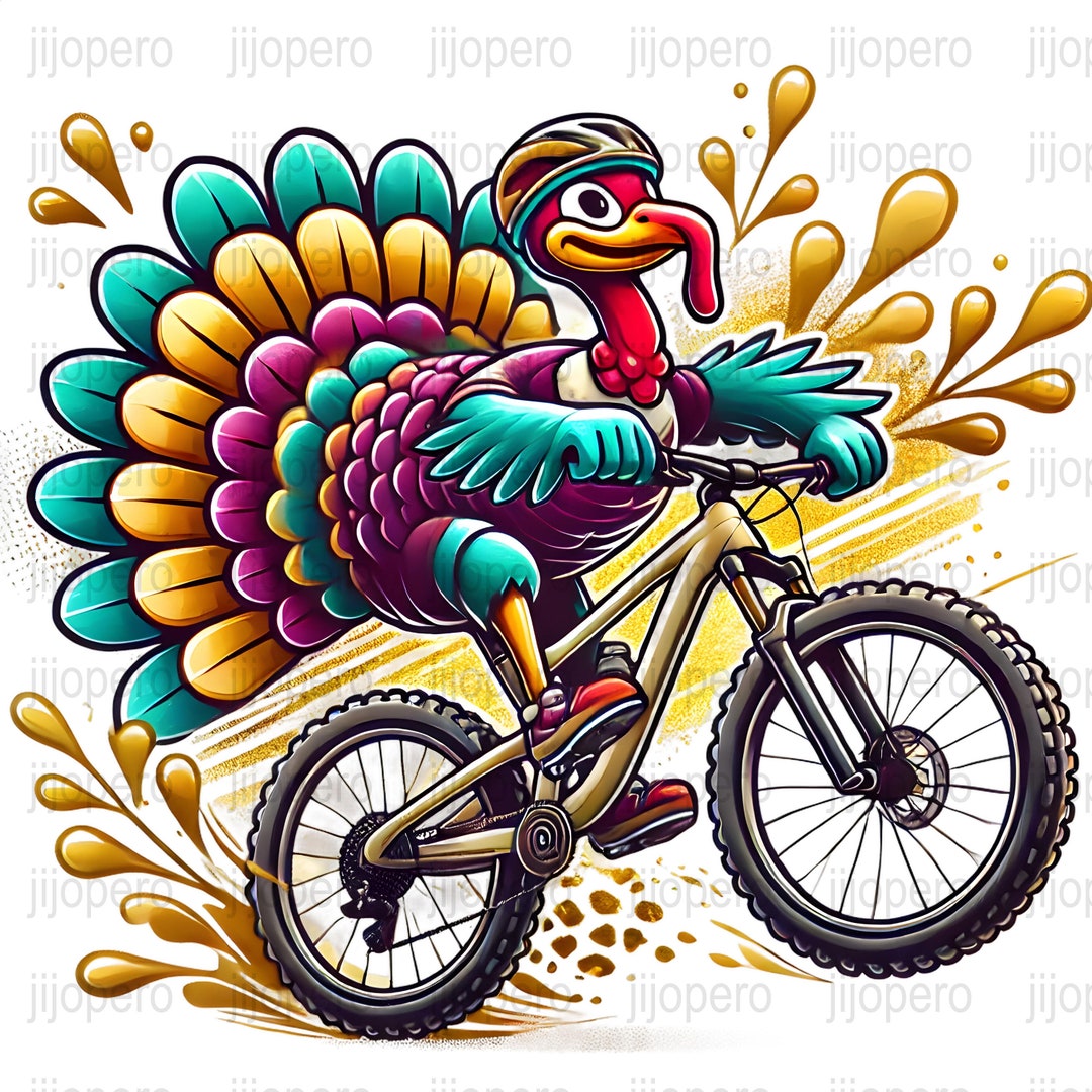 Thanksgiving Turkey Riding Bicycle PNG, Funny Cycling Turkey Clipart, Cute Holiday Turkey ...