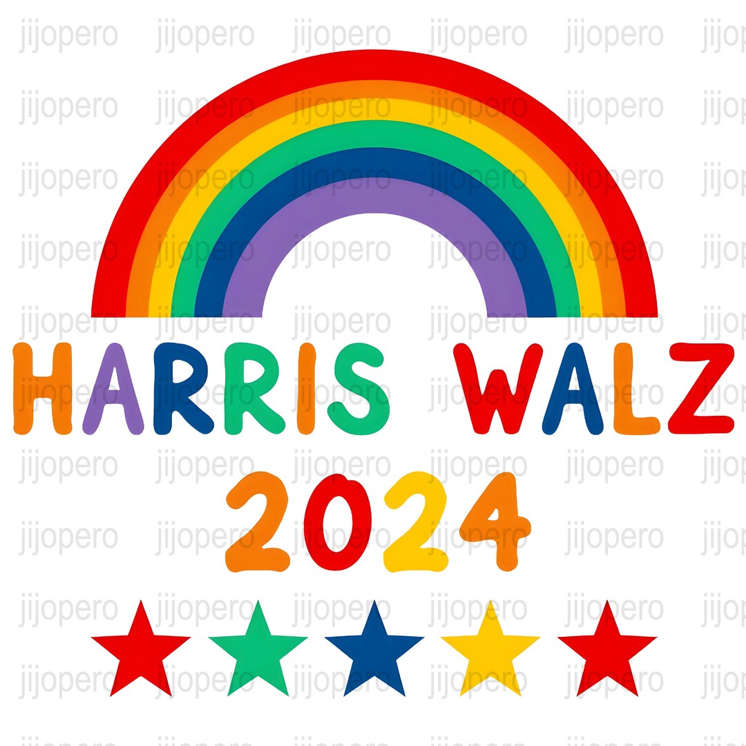 Harris Walz PNG Rainbow 2024 Stars Colorful Digital Art Election ...