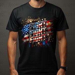 Fight Fight Fight PNG, Patriotic USA Flag Design With Stars and Glitter ...
