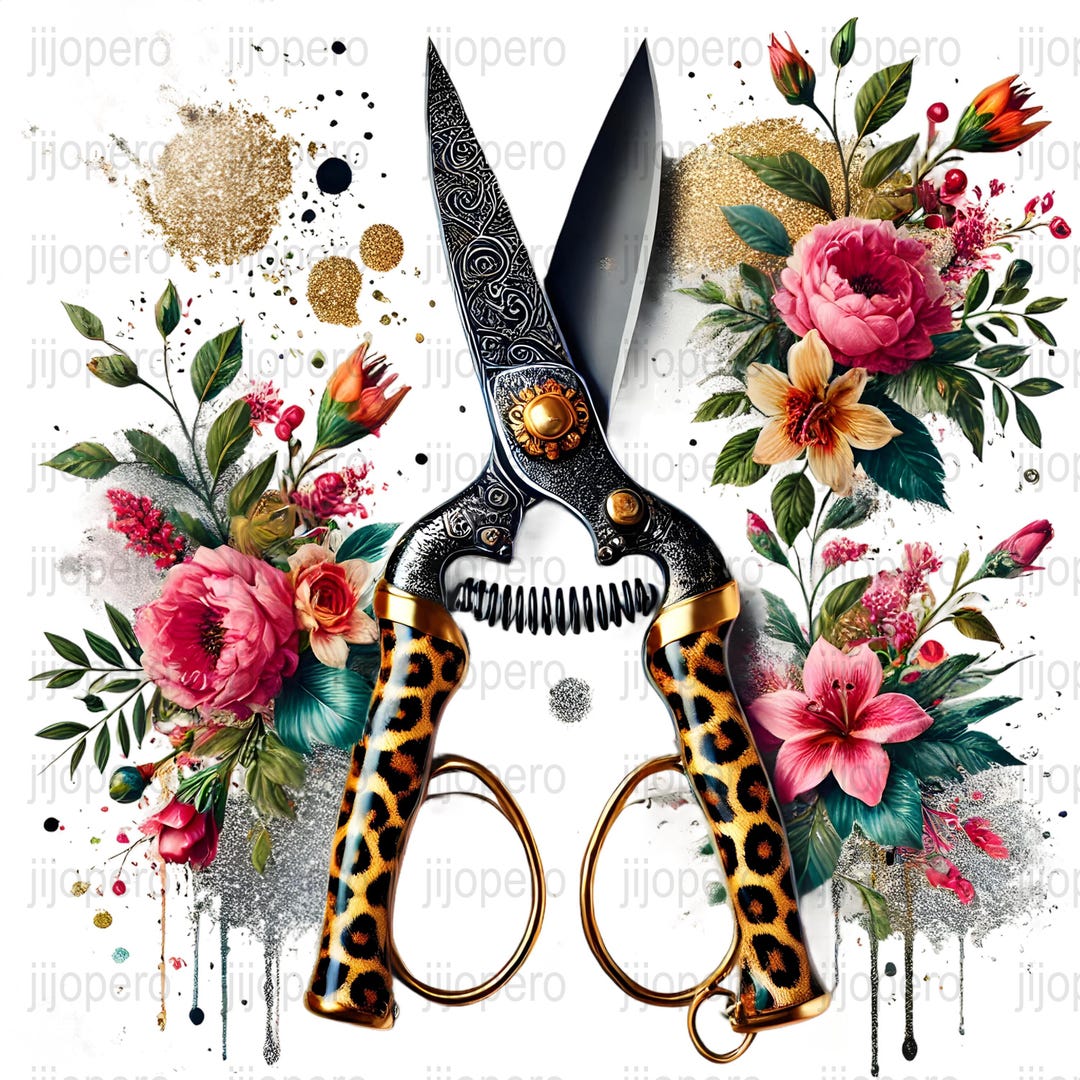 Floral Garden Shears Clipart, Hand Painted Flowers PNG, Garden Tools ...