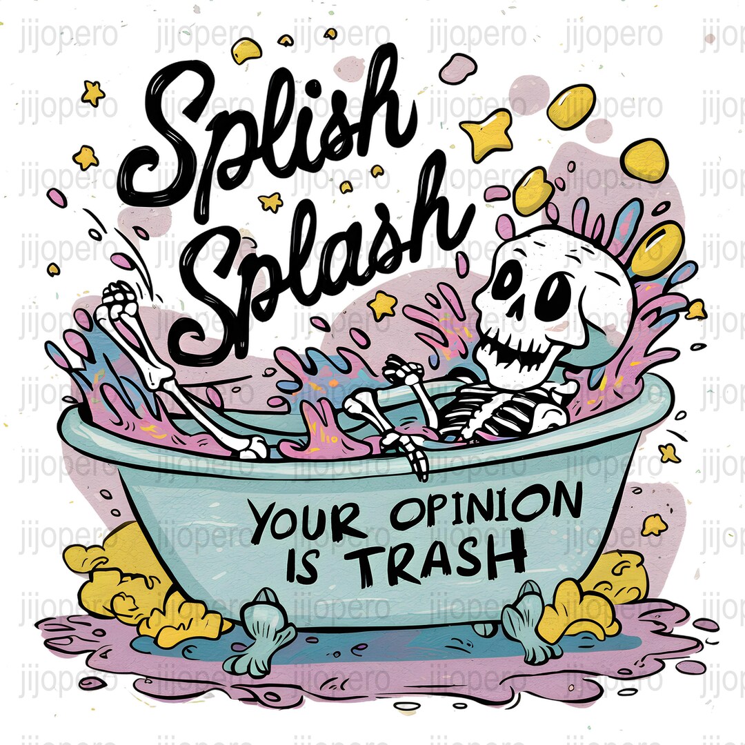 Skeleton Bath Art PNG, Spooky Bathroom Decor, Digital Print, Whimsical ...