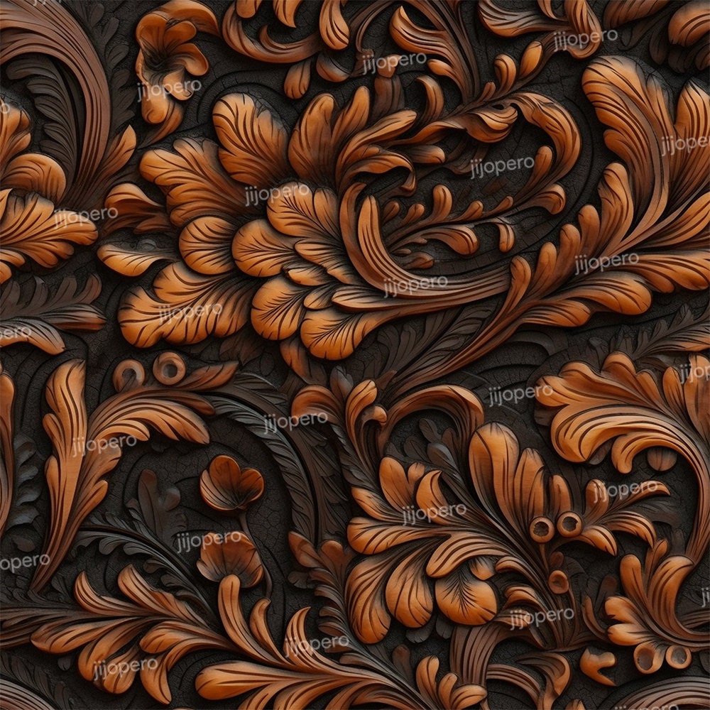 Western Tooled Leather Floral Pattern Jpg Digital Download Seamless ...
