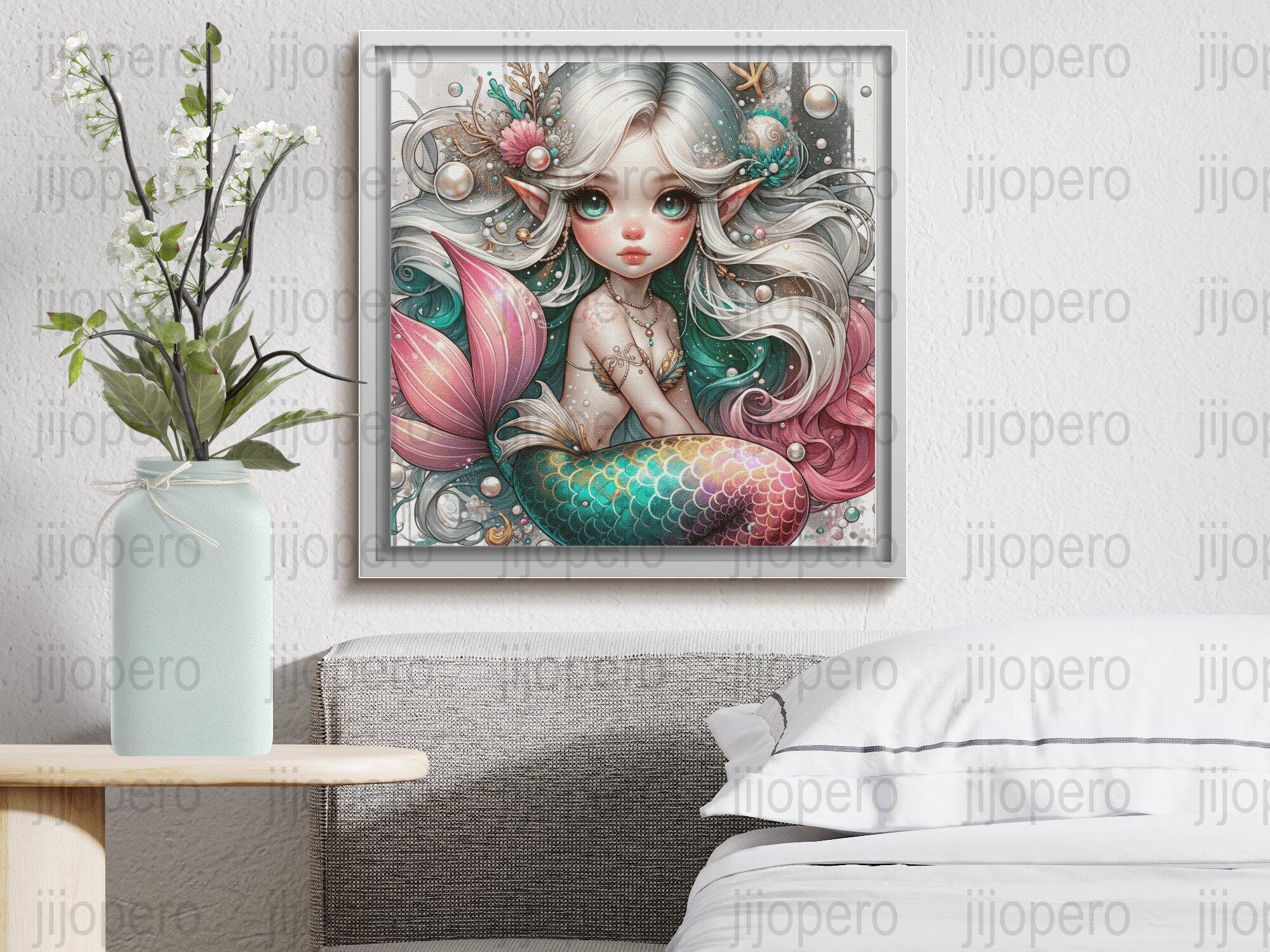Fantasy Mermaid Art PNG, Digital Download, Ocean Themed, Whimsical ...