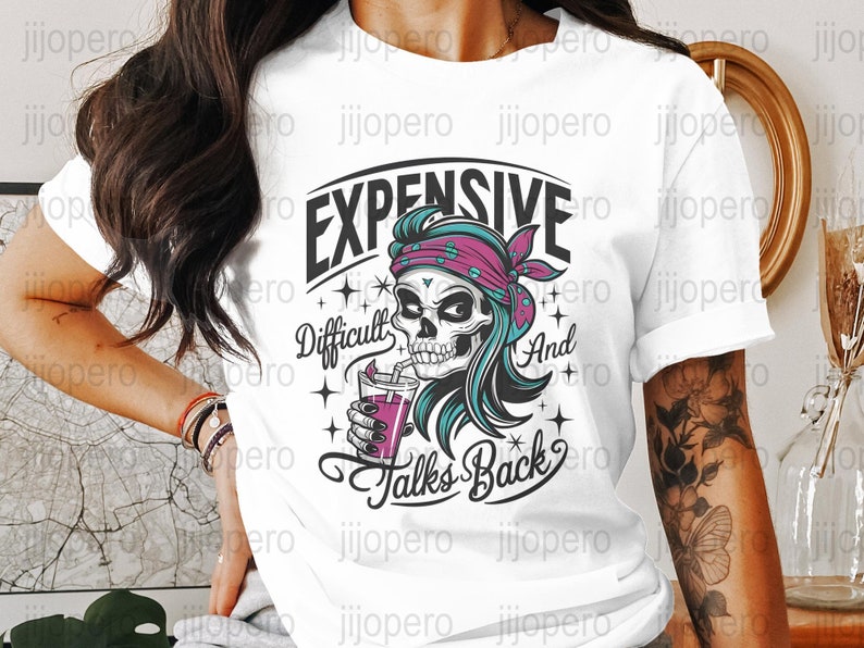 Expensive Difficult Talks Back Skull PNG, Bandana Skull Digital Art ...
