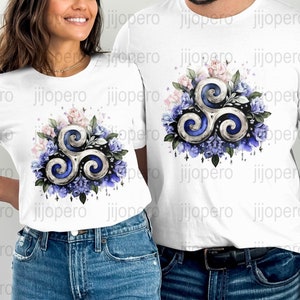 Celtic PNG, Blue Triskele Floral Digital Download, Watercolor Flowers ...