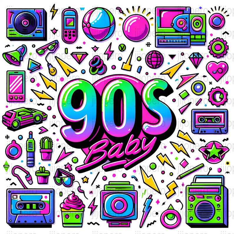 90s Baby Neon PNG, Retro Digital Download, Vibrant Nineties Nostalgia ...