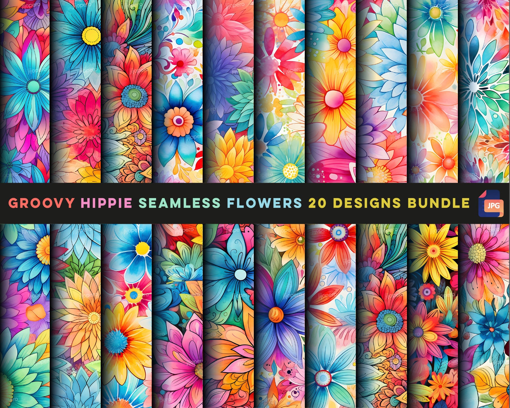 Scrapbook Paper, Groovy Digital Paper, Hippie Textures, Groovy Retro ...